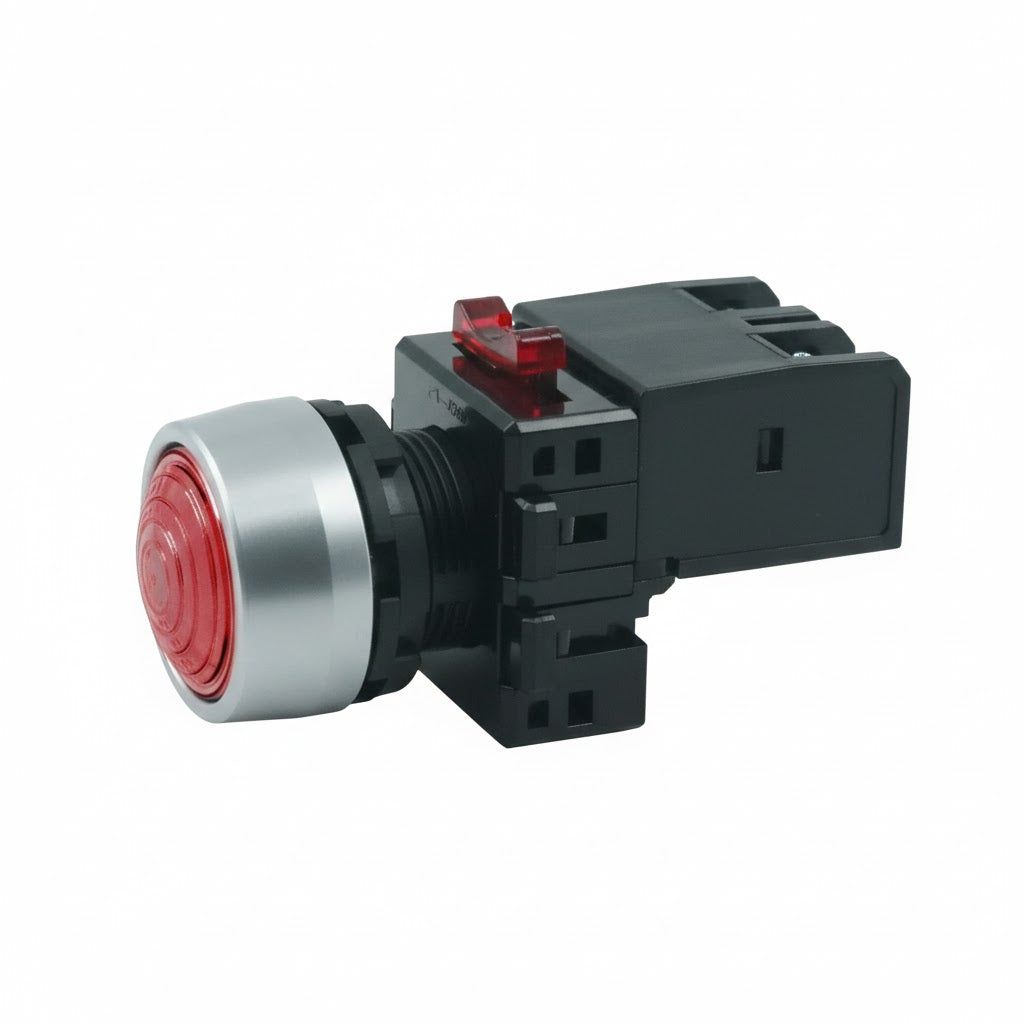 MRP-RA0R Luz Piloto Rojo 22mm Guarda Aluminio Extendida 100-240VCA | H